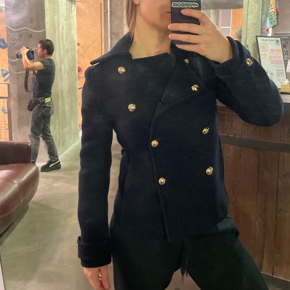 Coach | Jackets & Coats | Coach 0 Wool Gold Buttons Blazer Crop Coat ...